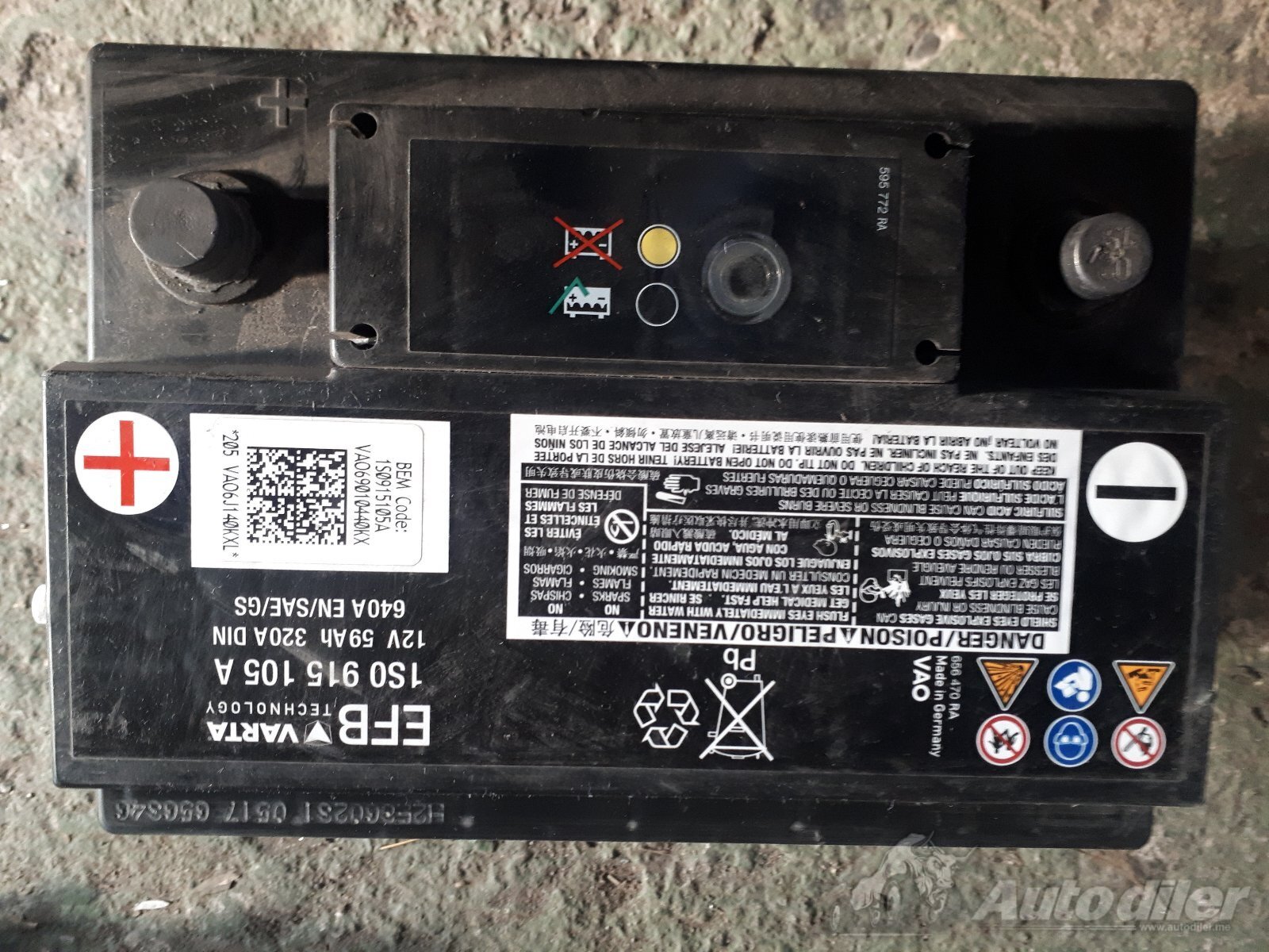 Akumulator Varta - EFB za vozila sa start stop sistemom 12V - 60 Ah ...
